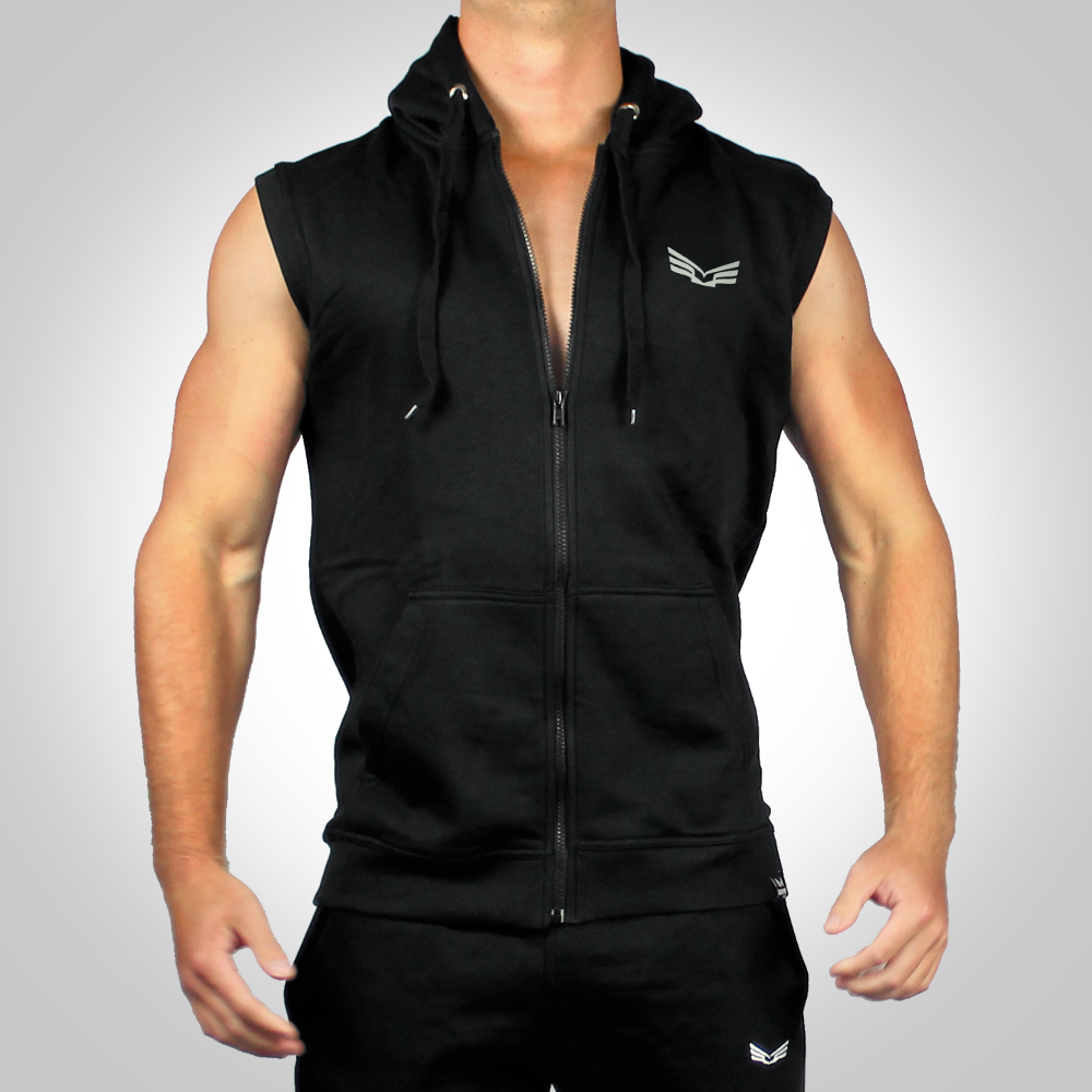 Sleeveless Zip Up Hoodie Black BodyKit Wear